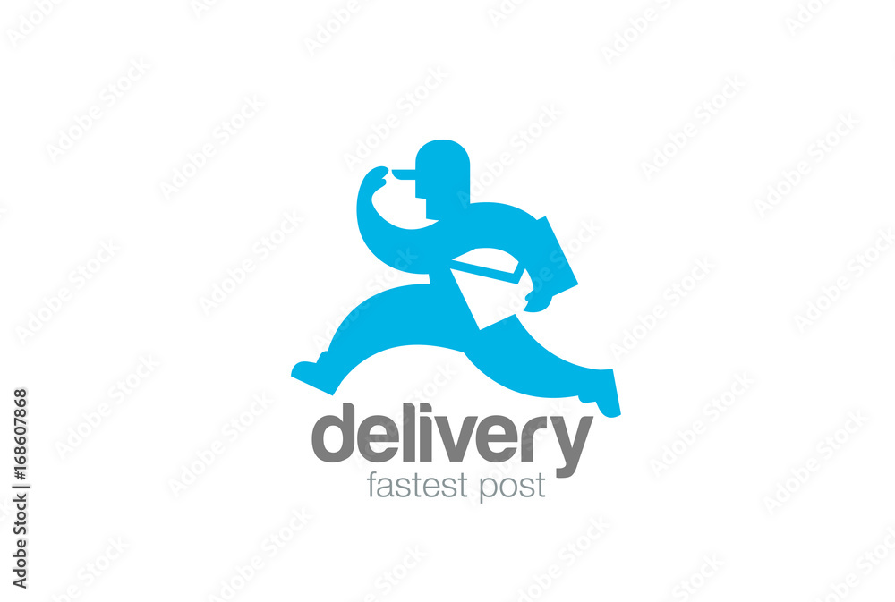 Delivery company running man with envelope Logo design vector Stock ...