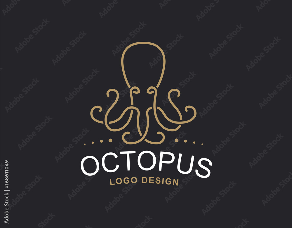 Octopus logo - vector illustration. Emblem design on black background ...