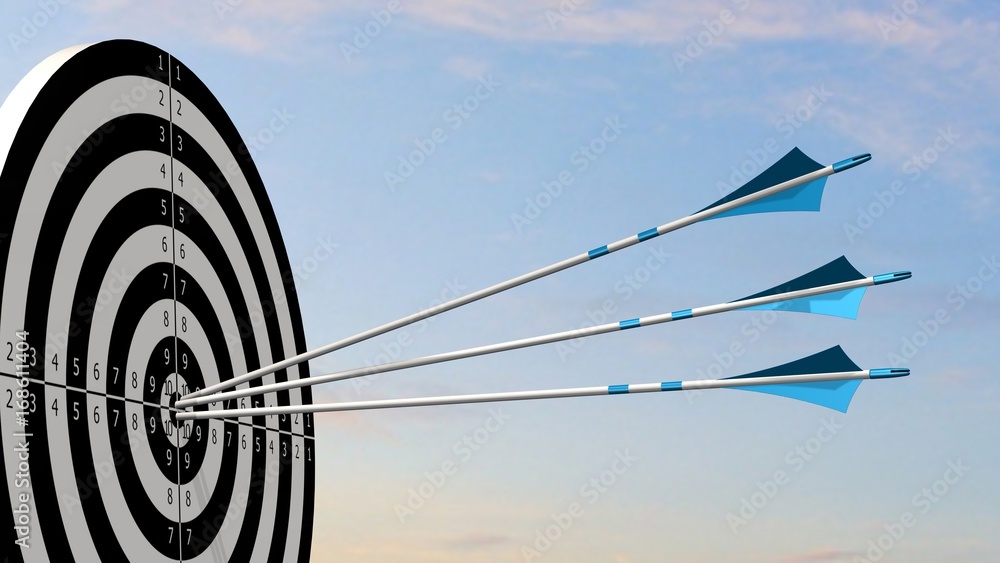 Target with arrows - Target with three bow arrows in the middle of the ...