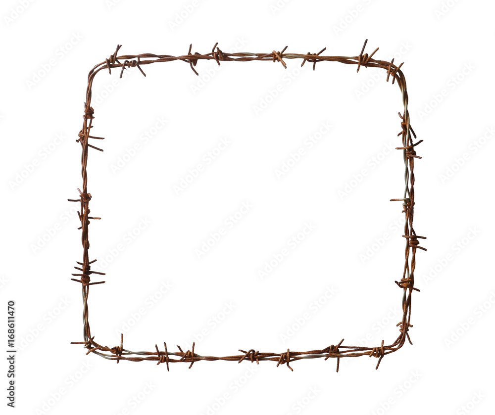 Barbed wire square isolated on white background Stock Photo | Adobe Stock