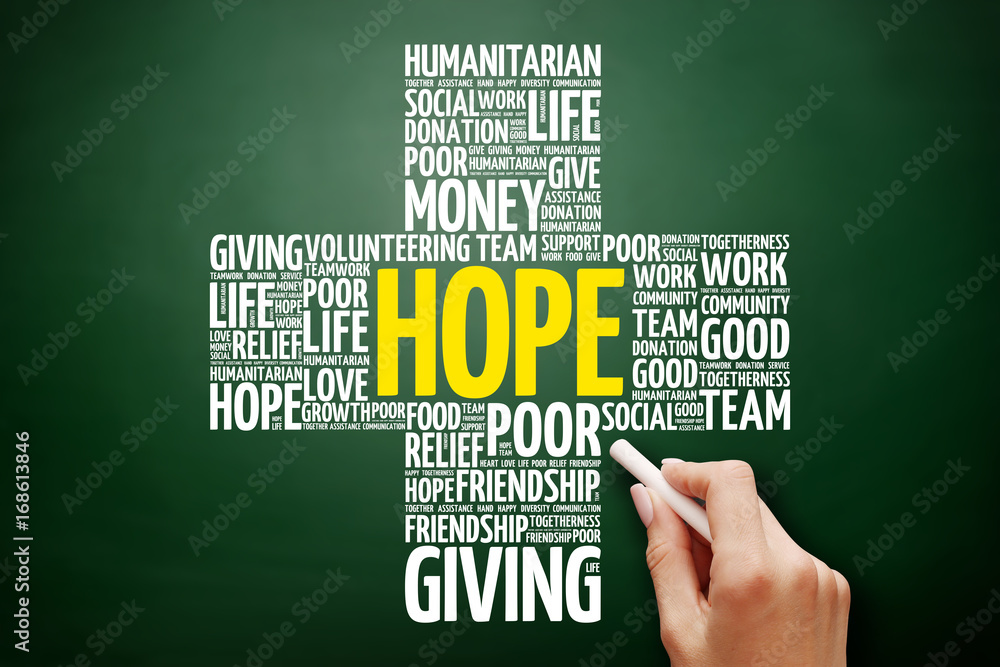 HOPE cross word cloud collage, business concept on blackboard Stock ...