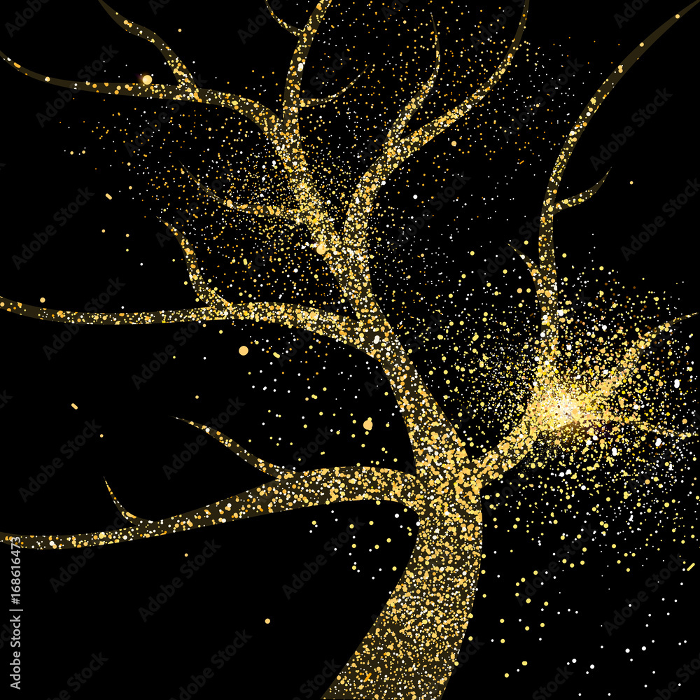 Tree gold glitter art concept symbol illustration Stock Vector | Adobe ...