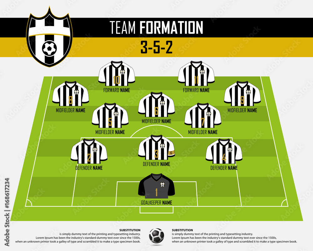 Football or soccer match formation infographic. Soccer jersey and ...