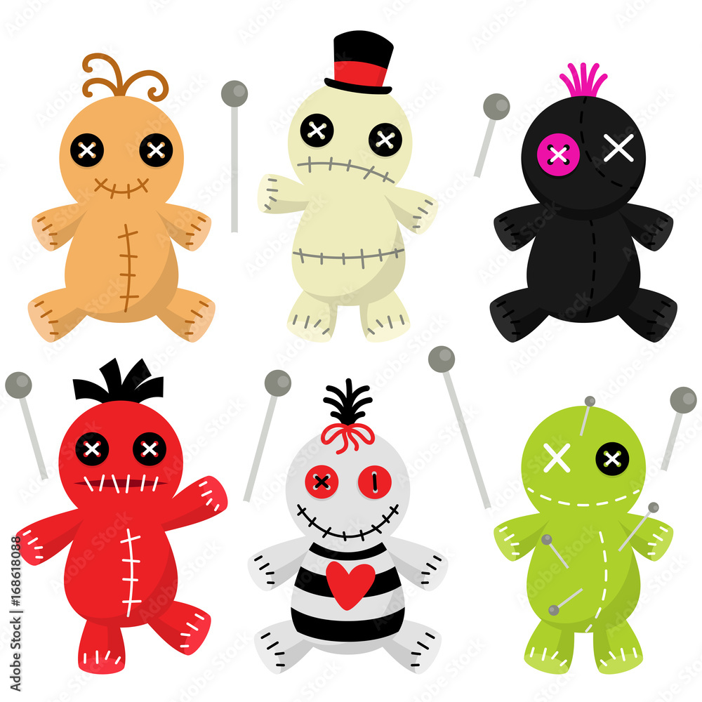 Cute Voodoo Doll Collection Stock Vector | Adobe Stock
