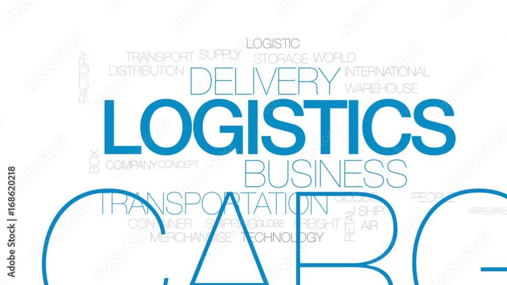 Logistics animated word cloud, text design animation. Kinetic ...