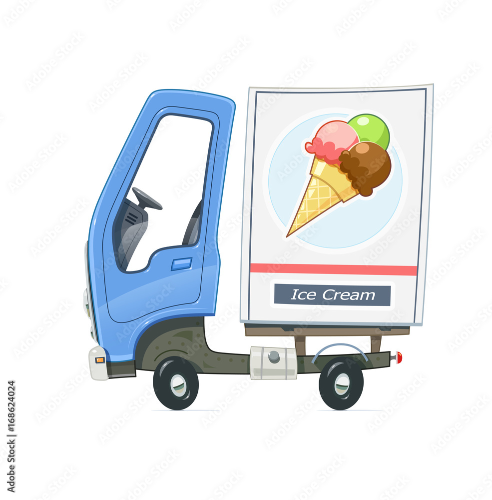 Small Truck refrigerator for delivery ice cream. Lorry with blue Stock ...