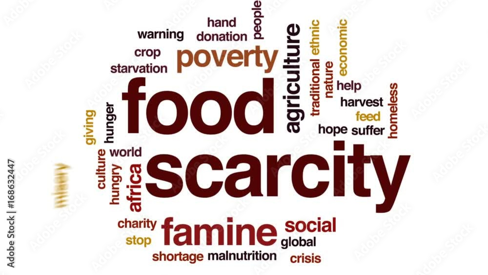 Food scarcity animated word cloud, text design animation. Stock 비디오 ...