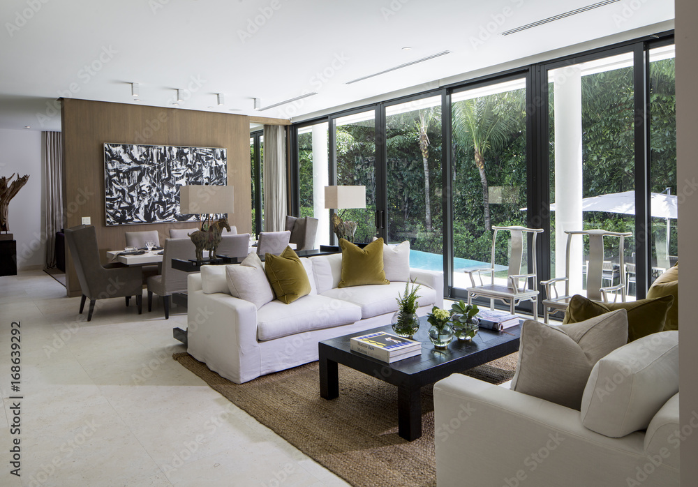 Living Room Overlooking Pool | Baci Living Room