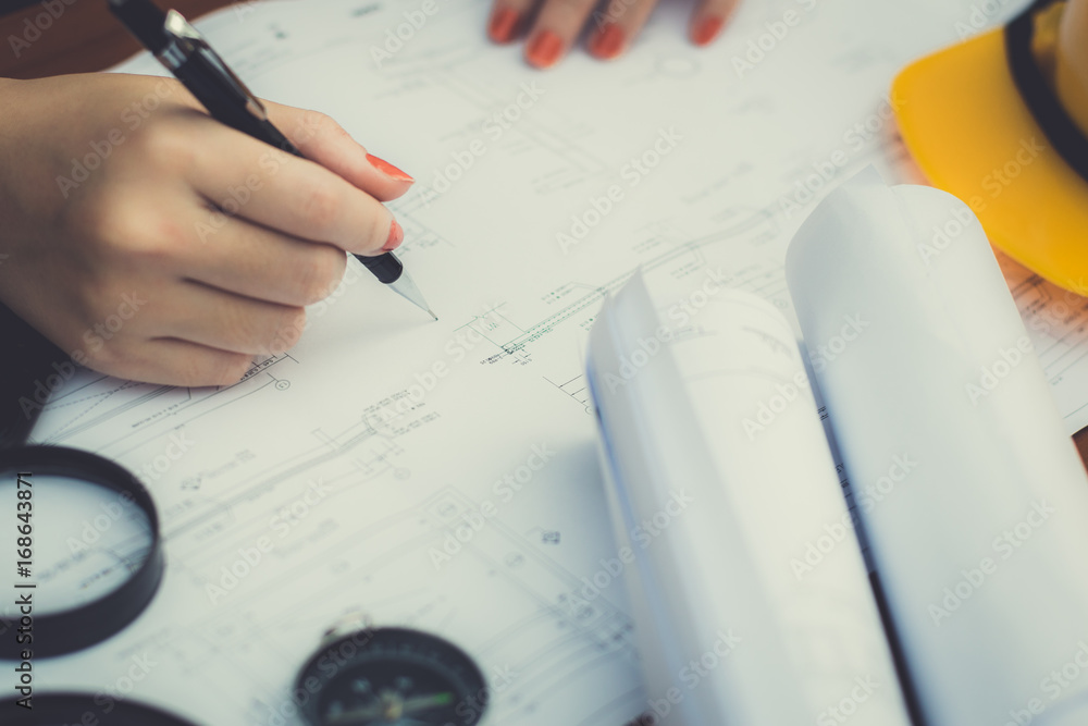 engineering diagram blueprint paper drafting project sketch ...