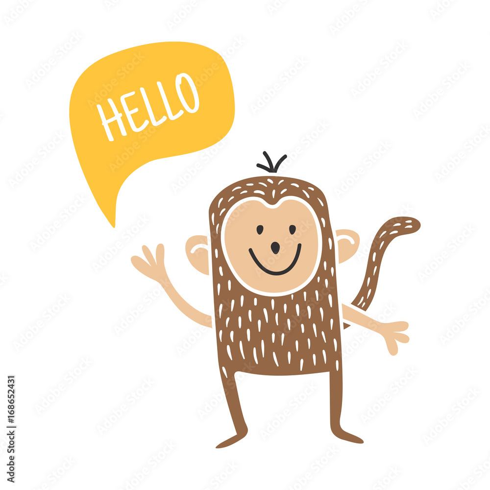 hello monkey Stock Vector | Adobe Stock