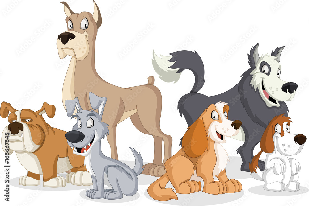 Group of cartoon dogs. Cute pets. Stock Vector | Adobe Stock