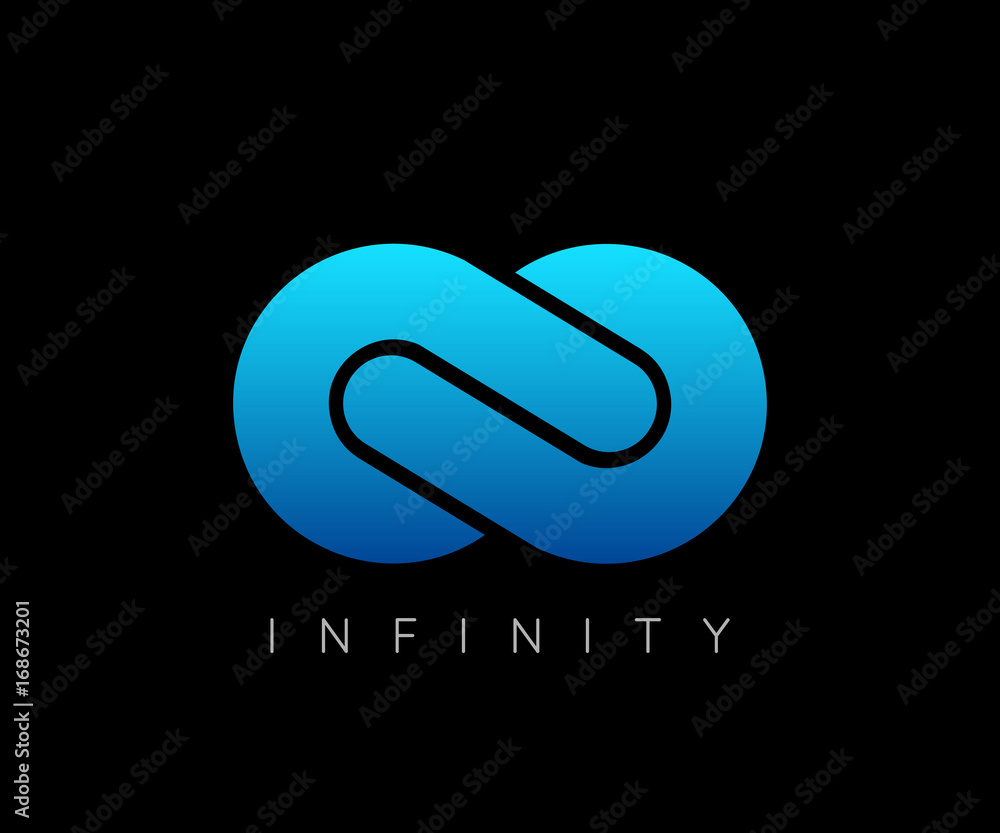 blue infinity sign on black background.Logo template Stock Vector ...