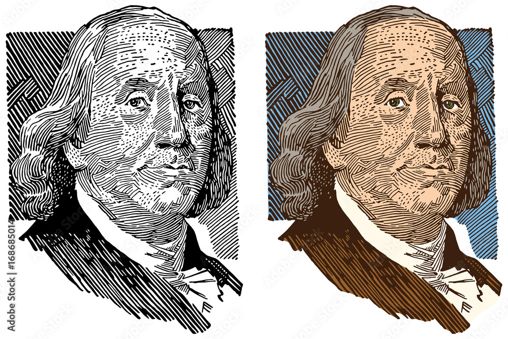 Portrait of Benjamin Franklin Stock Vector | Adobe Stock