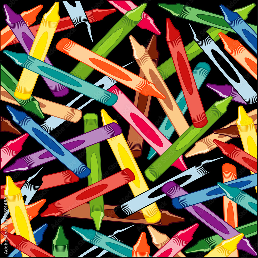 Crayons Background Square, multi color crayons on dark background, for ...
