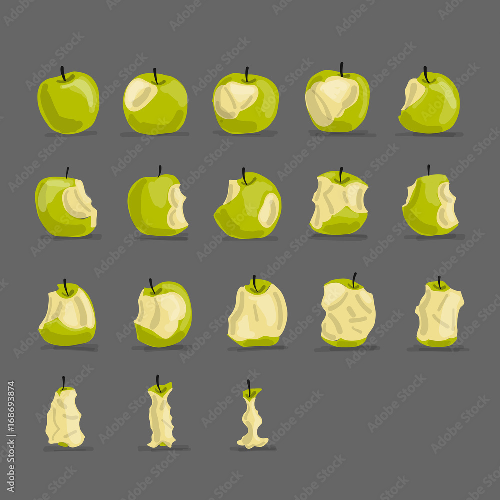 Stages of eating apple, sketch for your design Stock Vector | Adobe Stock