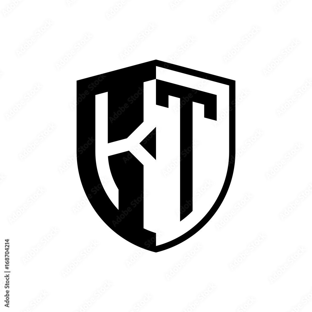 Initial two letter logo shield vector black Stock Vector | Adobe Stock