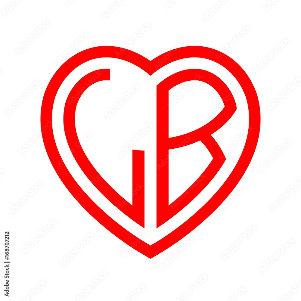 initial letters logo lb red monogram heart love shape Stock Vector ...