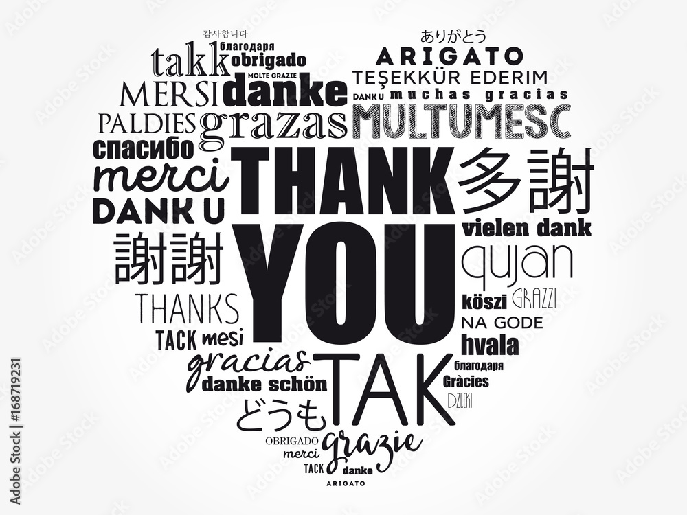 Thank You Languages Heart