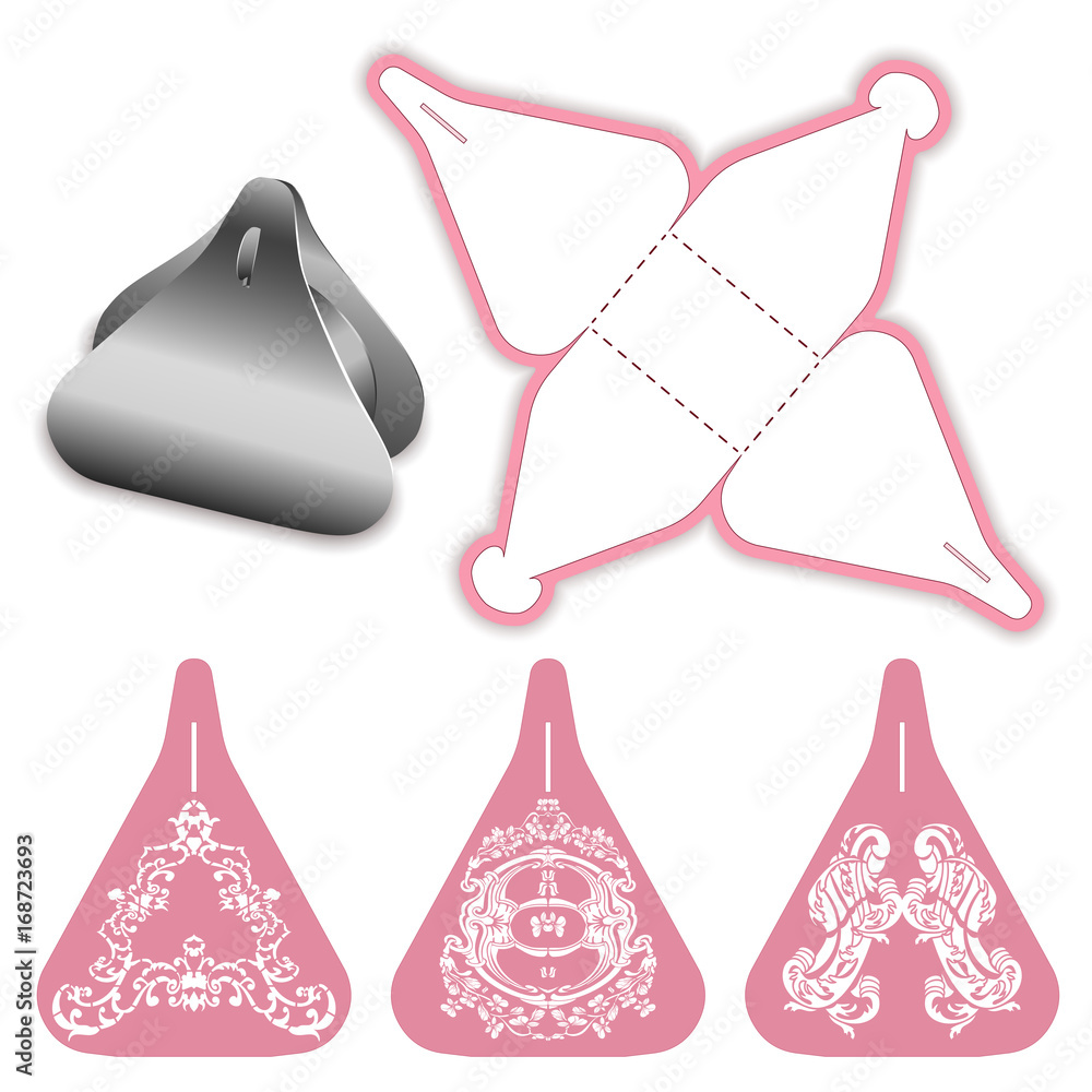 Gift Box Packaging Template. Custom Set Decorative Packet design with a ...