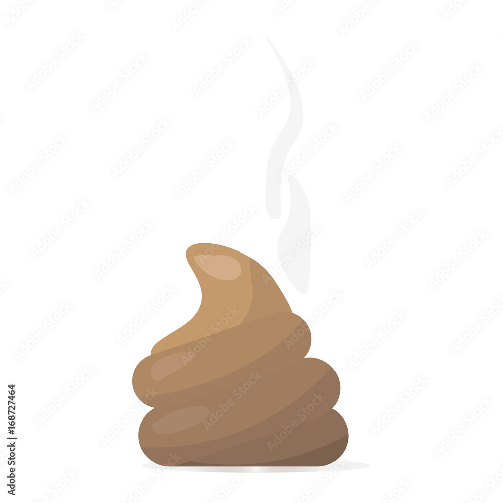 Poop flat cartoon vector icon. Poo or shit emoji or emoticon. Stock ...