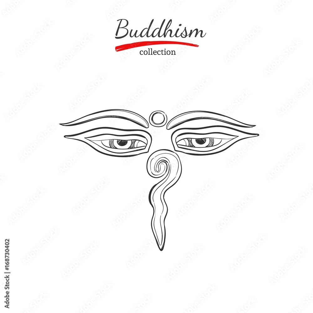 Buddha eyes. Symbol of Buddhism. Spirituality,Yoga print. Vector hand ...