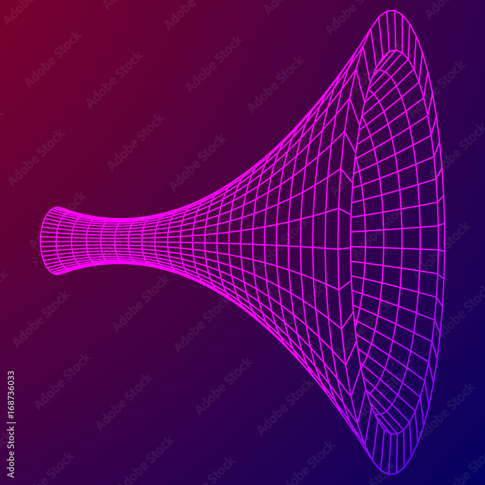Wireframe Mesh Funnel. Connection Structure. Big Data Visualization ...