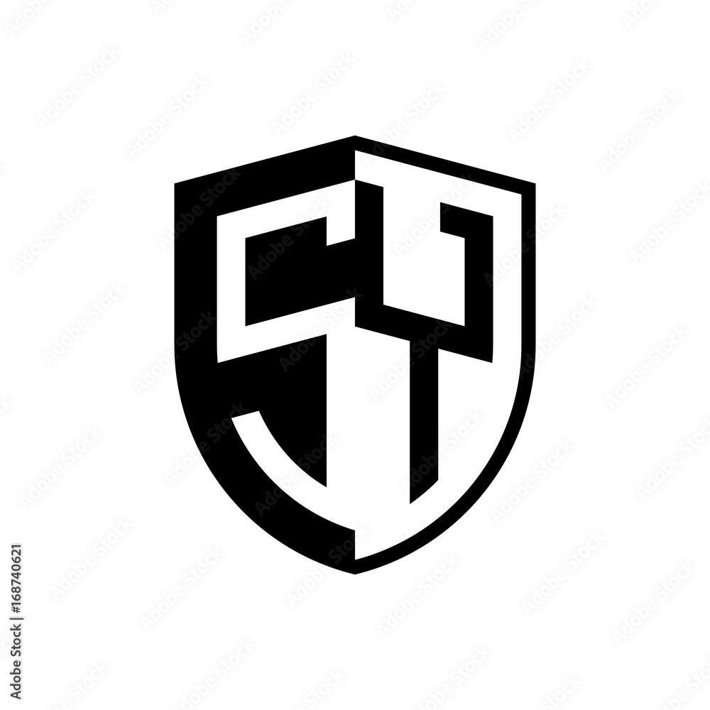 Initial two letter logo shield vector black Stock Vector | Adobe Stock