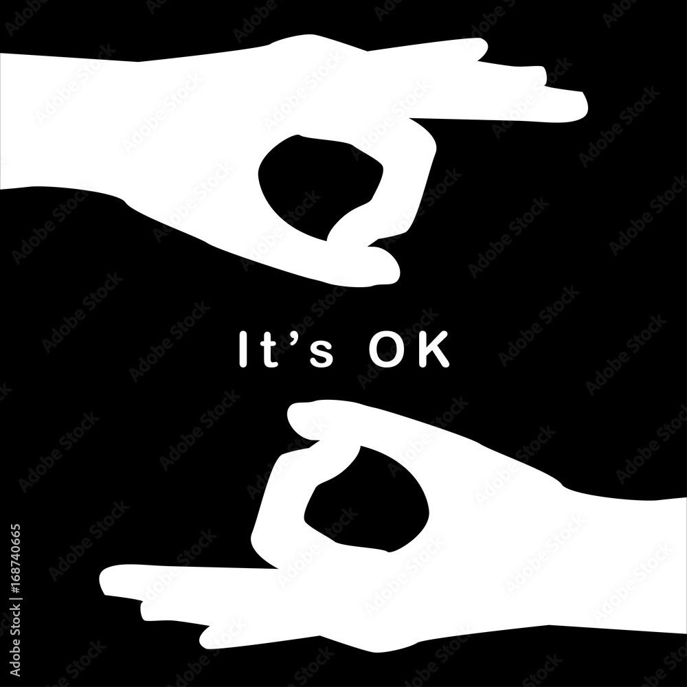 Two hands showing ok gesture over black background Stock Vector | Adobe ...