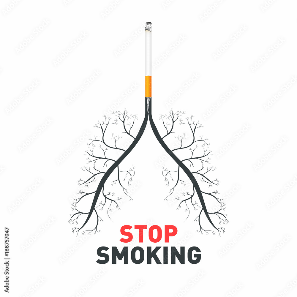 Stop smoking. Cigarette with human lungs. No smoking awareness, poison ...