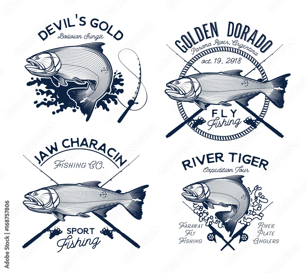 Golden Dorado Fishing Logo. Vector Illustration. Stock Vector | Adobe Stock