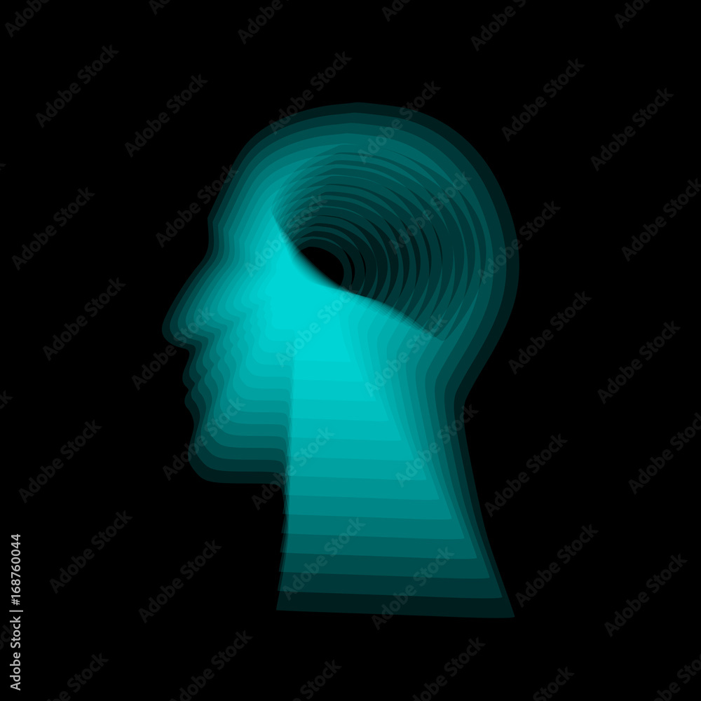 Human head gradient shape. Vector. Concept of artificial intelligence ...