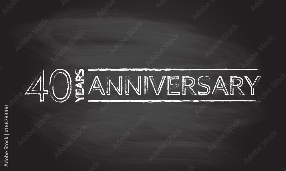 40 years hand drawn emblem, icon or label isolated on blackboard ...