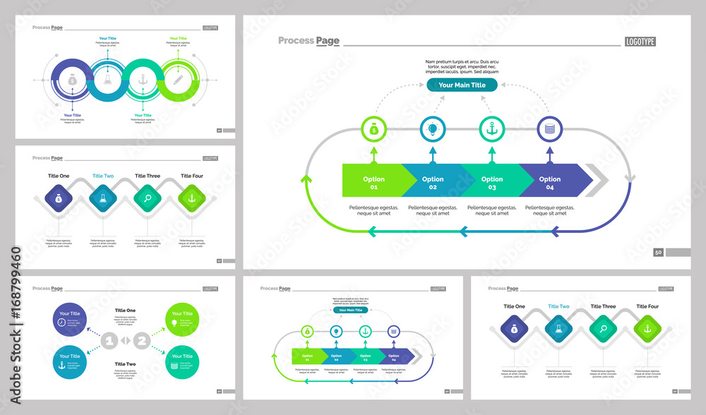 Six Finance Slide Templates Set Stock Vector | Adobe Stock