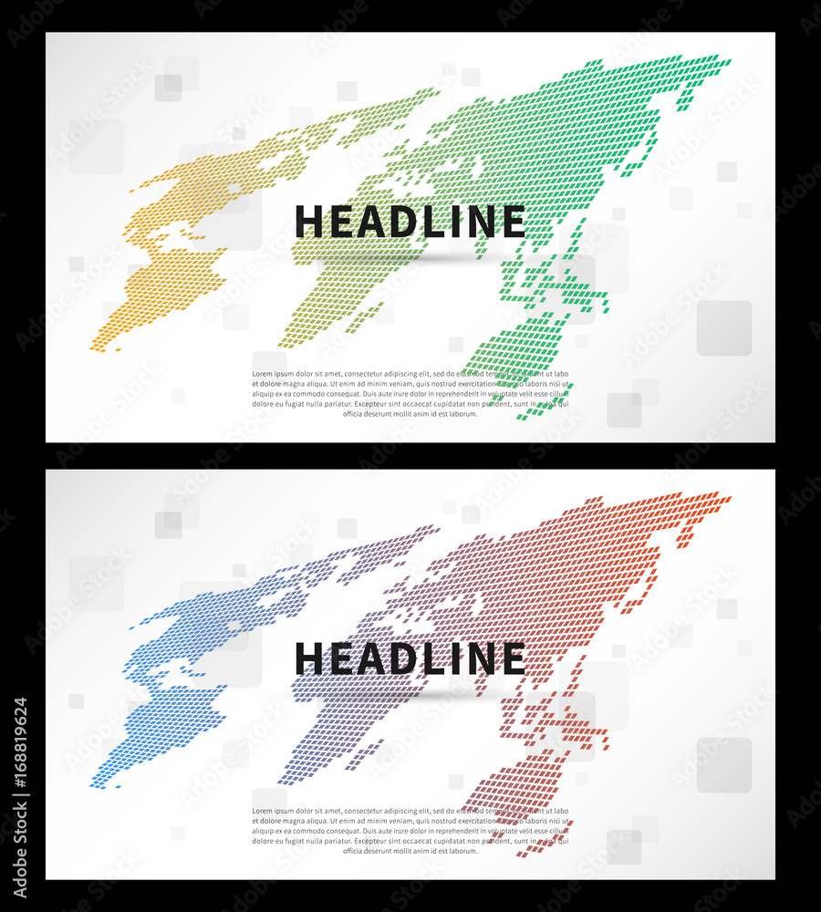 Abstract cover with colorful world map vector illustration. Title pages ...