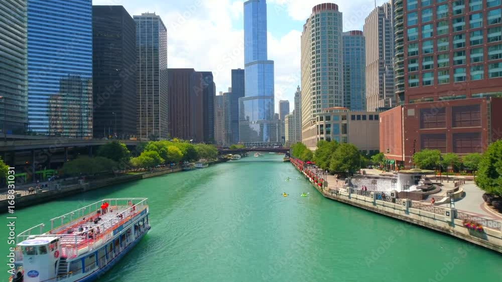 Aerial tour of the Chicago River 4k 60p Stock Video | Adobe Stock