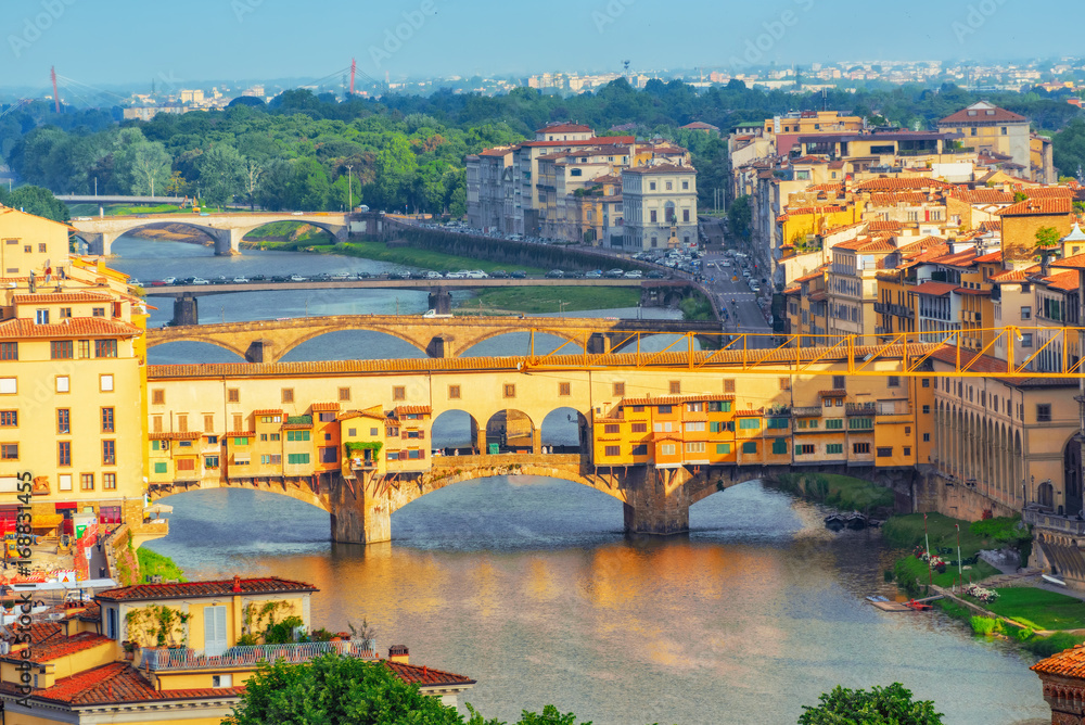 Beautiful landscape above, panorama on historical view of the Florence ...