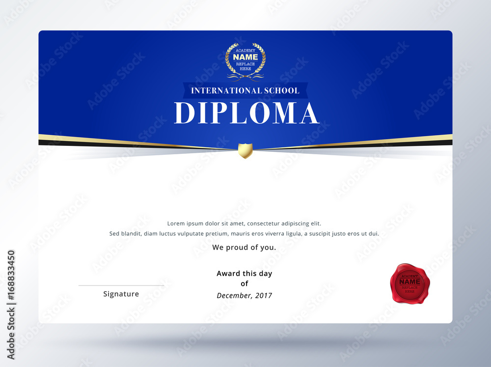 Diploma template design with simple concept. Education diploma design ...