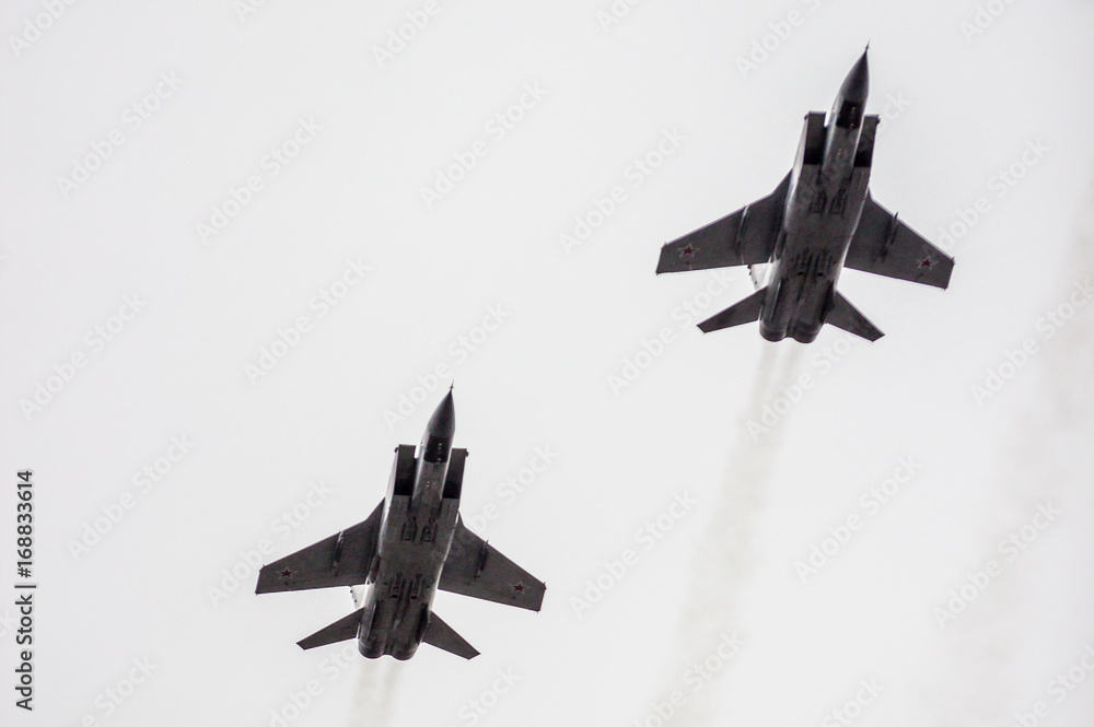 Supersonic high-altitude fighter interceptor the Russian army. Stock ...