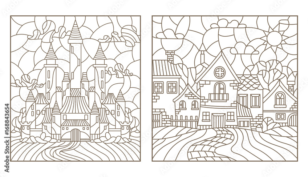 Glass Painting Outline Designs Of Scenery