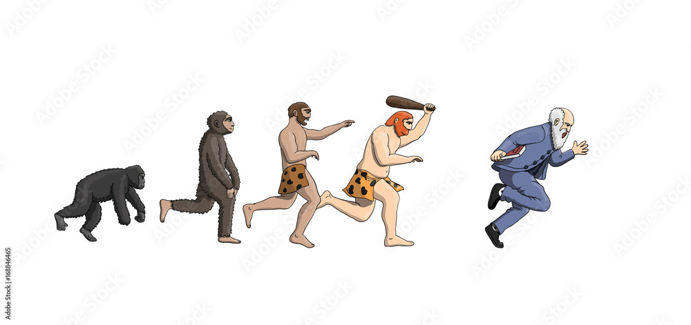 Cartoon evolution theory, progression of man mankind Stock Vector ...