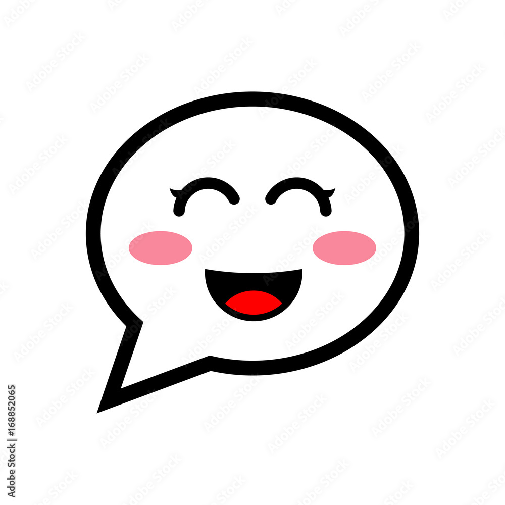 Icono plano mensaje con cara riendo en fondo blanco Stock Vector ...