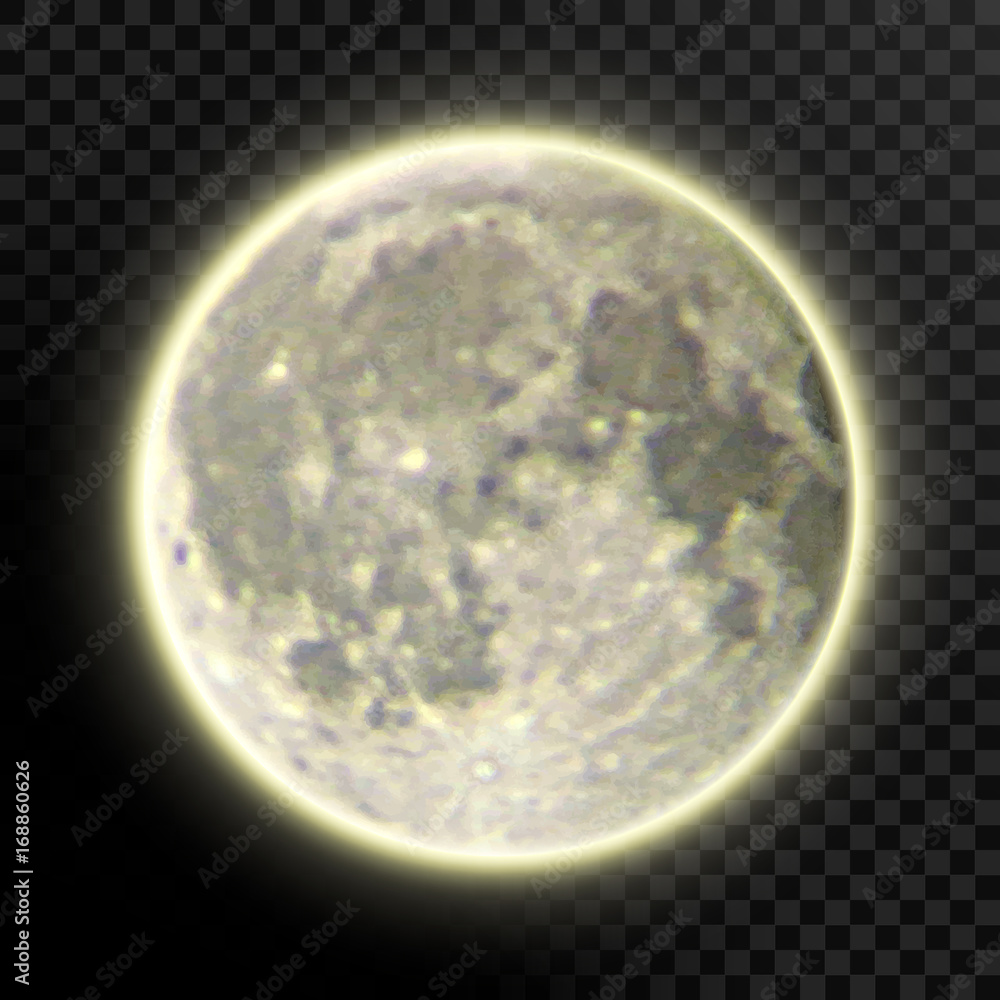 Realistic detailed full moon isolated on transparent background. EPS 10 ...
