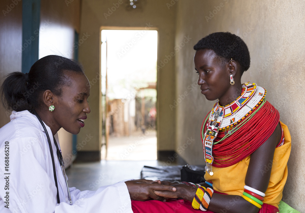 Doctor with patient (Samburu tribal woman). Maternity clinic. Samburu ...