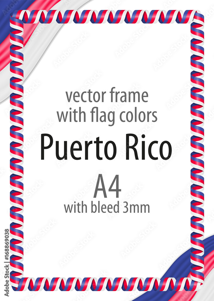 Frame and border of ribbon with the colors of the Puerto Rico flag ...