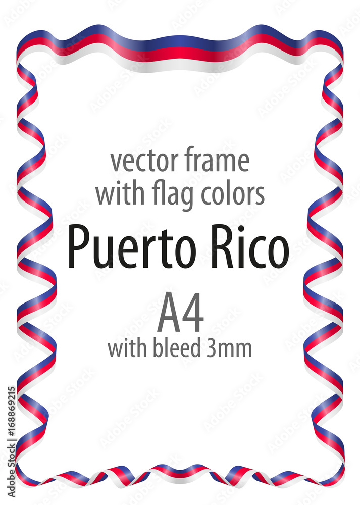 Vetor de Frame and border of ribbon with the colors of the Puerto Rico ...