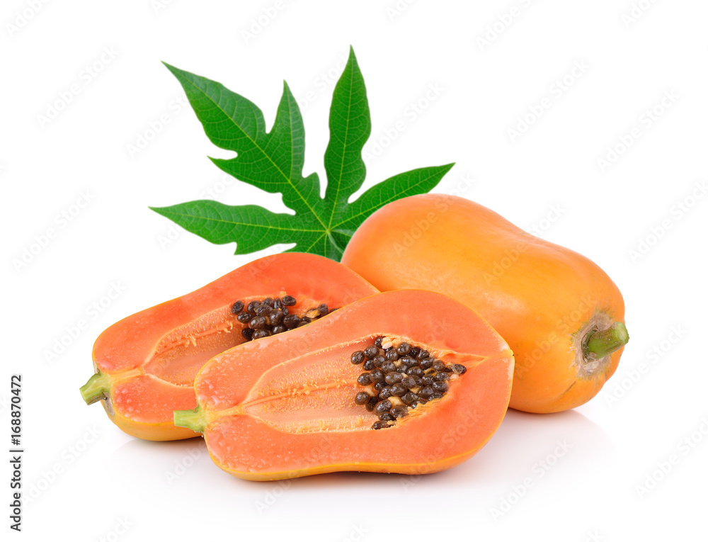 papaya on white background Stock Photo | Adobe Stock