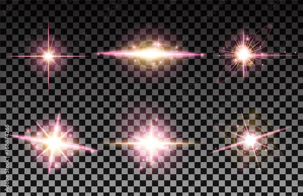 Vector illustration of a set of lights. Shining particles, bokeh ...