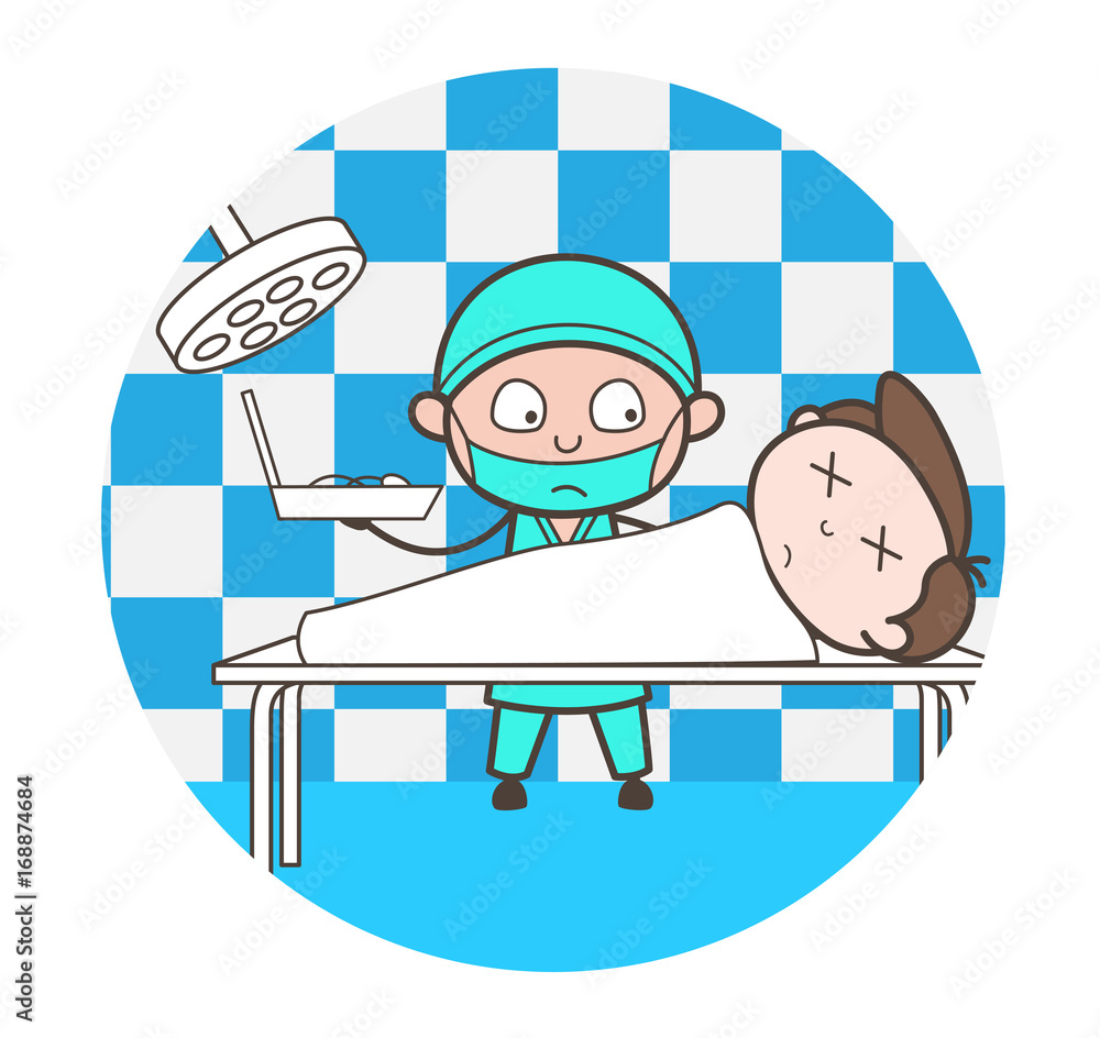 Cartoon Doctor Doing Postmortem of Dead Body Vector Stock Vector ...
