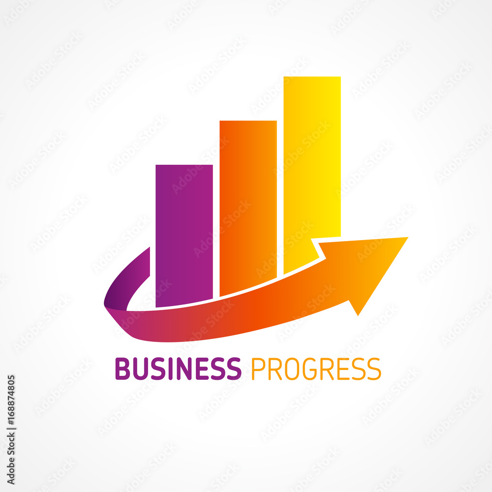 Business progress company logo. Colored chart marketing arrow logo icon ...