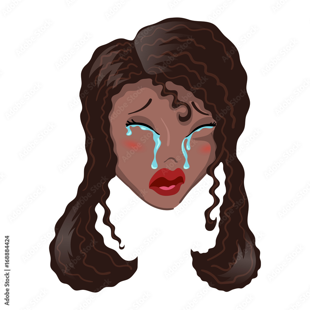 Emoticon Black Girl Cry Stock Vector Adobe Stock